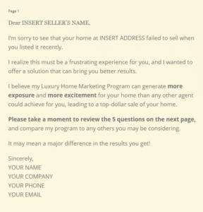 The Perfect Expired Listing Letter [Includes Editable Template] | LUXVT
